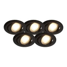 Qazqa 5er Set moderne Einbaustrahler schwarz inkl. led 3-stufig dimmbar - Mio - Schwarz