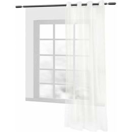 WOLTU 1 Stück Vorhänge & Gardine transparent mit Ösen creme 140x245 cm - creme