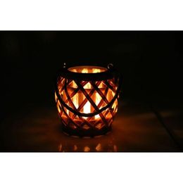 BURI Weidenlaterne D15cm H14cm mit Glaseinsatz Windlicht Kerzenständer Kerzenhalter