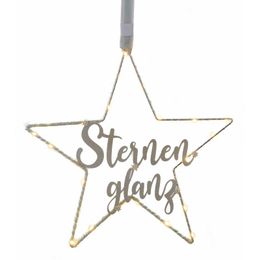 Spetebo Beleuchteter Stern Aufhänger mit Schriftzug Sternenglanz in silber mit Timer Funktion - 40 cm