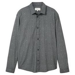 Tom Tailor DENIM Herren Relaxed Fit Hemd mit Muster, schwarz, mehrfarbiges Muster, Gr. XL