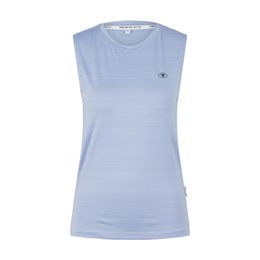 Tom Tailor Damen Atmungsaktives Tanktop, blau, Logo Print, Gr. L