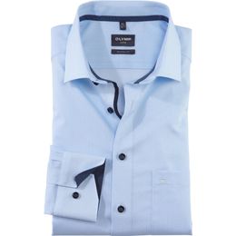 OLYMP Businesshemd, Modern-Fit, Langarm, Kent-Kragen, für Herren, blau, 46