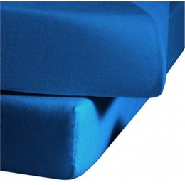 Mako-Jersey-Spannlaken Jenny c Farbe meeresblau 6072 100 x 200 cm - Fleuresse