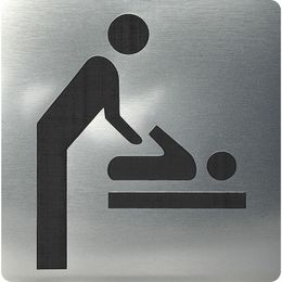 vasalat WC Symbol Wickelraum selbstklebend, 100 x 100 mm, Kunststoff Edelstahl-Effekt