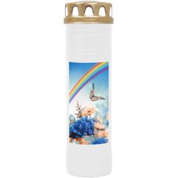 Hs Candle - 4er Pack Grabkerzen mit Motiv, Grablicht mit Brenndauer von ca. 7 Tage, Motiv: Regenbogen, in vielen weiteren Varianten - Weiß