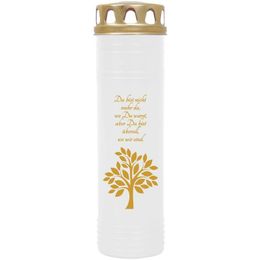 Hs Candle - 4er Pack Grabkerzen mit Motiv, Grablicht mit Brenndauer von ca. 7 Tage, Motiv: Baum Gold, in vielen weiteren Varianten - Weiß