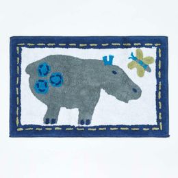 Homescapes - Kinderteppich Hippo 100% Baumwolle - Grau