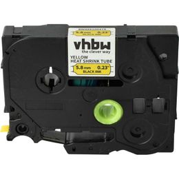 vhbw Schriftband-Kassette kompatibel mit Brother P-Touch H300, H300LI, H500 Etiketten-Drucker Schwarz auf Gelb, Schrumpfschlauch-Kassette
