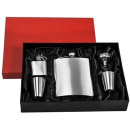 Eyepower Flachmann-Set Geschenkbox Edelstahl Trichter, 4 Bechern, Schlüsselanhänger - silber