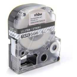 vhbw Schriftband-Kassette kompatibel mit Epson LabelWorks LW-1000P, LW-600P Etiketten-Drucker 9mm Schwarz auf Transparent