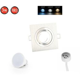 Led Line - Einbaustrahler Schwenkbar 35° GU10 Einbaurahmen Ø86mm Bohrloch Aluminium inkl. GU10 5W Warmweiß 350 Lumen led Leuchtmittel Silber Eckig