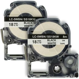 vhbw 2 x Kassette Patronen Schriftband 18mm kompatibel mit KingJim SR3900C, SR3900P, SR40, SR530, SR530C, SR550, SR6700D, SR750, SR950 Ersatz für LC-5WBN,