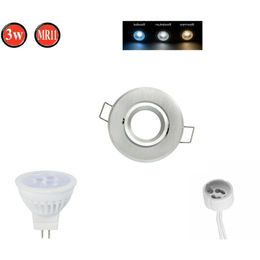 LED Line® Einbaustrahler Schwenkbar 35° MR11 Einbaurahmen Ø60mm Bohrloch Aluminium inkl. MR11 3W Kaltweiß 255 Lumen LED Leuchtmittel Silber Brushed