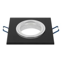 Led Line - Einbaustrahler GU10 Einbaurahmen Glas Ultra Flach (10mm) Einbauleuchte Ø75mm Bohrloch inkl. GU10 5W Kaltweiß led Leuchtmittel Schwarz Eckig