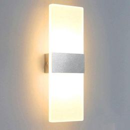 Led Wandleuchte Innen/Außen Wandleuchten Modern Wandlampe Wandbeleuchtung Treppenhaus Flur Warmweiß 12W - Weiß - Swanew