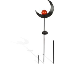 Bestlivings Solarlampe für Außen - Leuchtskulptur ( Halbmond ) Flamme LED Leuchte - Wetterfeste Solarleuchte Garten Deko - Metall Lampe Wegeleuchte