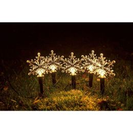 BURI Weihnachtliche Gartenstecker-Lichterkette mit 5 LEDs Warmweiß Weihnachtsdeko