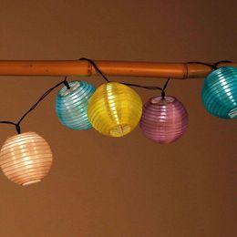 BURI Solar-Lampion-Lichterkette 10 led Partybeleuchtung Dekolicht Gartendeko warmweiß