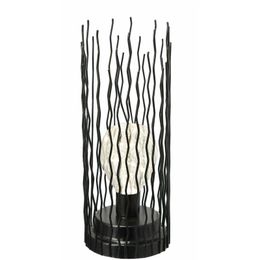 Spetebo Metall Lampe WAVE mit Glühbirne - 25 cm - Tisch Deko Leuchte schwarz mit 10 LED