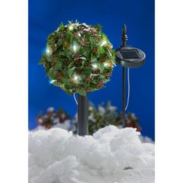 BURI Led Solar-Bäumchen Ilex Stechpalme Gartenbeleuchtung Weihnachtsdeko Kunstpflanze