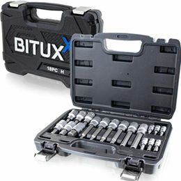 BITUXX - Nusssatz 18tlg Sechskant Vielzahn Torx Innen Bit Steck Werkzeug