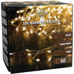 Spetebo Led Büschel Lichterkette - 100 cm - Cluster Silber Leuchtdraht mit Timer - Weihnachts Winter Deko