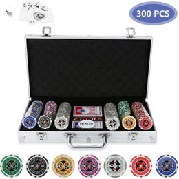 Pokerkoffer 300 Chips Laser Pokerchips Poker 11.5 Gramm . 2 Karten. Händler. 5 Würfel. mit Aluminium-Gehäuse Silber Koffer - HENGDA