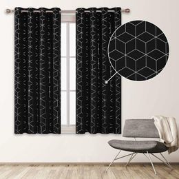 Deconovo Verdunkelungsgardinen mit Ösen Gardinen Vorhang Blickdicht Wärmeisolierend, 2er Set,135x180 cm(BreitexHöhe), Schwarz - Schwarz