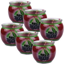 Hs Candle - Duftkerzen Motiv 6er Pack im Glas, lange Brenndauer und angenehmer Duft ( Black Cherry ) - Rot