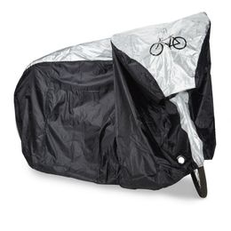Relaxdays - Fahrradgarage, für 1 Fahrrad, hbt: 110 x 190 x 70 cm, Fahrradabdeckung, mit Tasche, Kunststoff, schwarz/silber