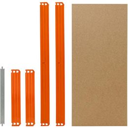 shelfplaza - profi 30x40cm Komplettes Fachboden-Set für Steckregale in blau-orange / HDF-Fachboden / zusätzliche Fachböden für Schwerlastregale