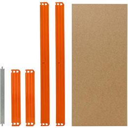 shelfplaza - profi 40x30cm Komplettes Fachboden-Set für Steckregale in blau-orange / HDF-Fachboden / zusätzliche Fachböden für Schwerlastregale