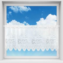 Bistrogardine in weiß, Maße (BxL) 160 x 50 cm - Design: Schubkarre - Schubkarre