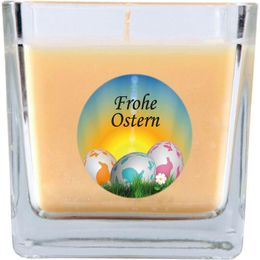 Duftkerze als Ostergeschenk ( Vanille-Duft ), Design: Ostereier - Kerze als Osterdeko - 190g. Wachs mit ca. 50 Stunden Brenndauer - Beige