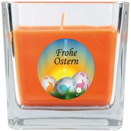 Duftkerze als Ostergeschenk ( Honigmelone-Duft ), Design: Ostereier - Kerze als Osterdeko - 190g. Wachs mit ca. 50 Stunden Brenndauer - Orange