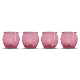 4 x Windlichter ( Rosa ) inkl. Teelicht, Teelichthalter für drinnen und draußen, 6cm x 6cm - Windlicht Gläser zur Deko - Rosa