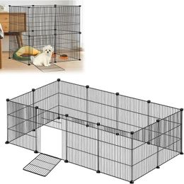 142x72x36cm Freigehege Kaninchen Haustier Laufstall aus Metall 12tlg Gittergehege mit Tür Meerschweinchen Gehege Freilaufgehege Kleintierkäfig Für