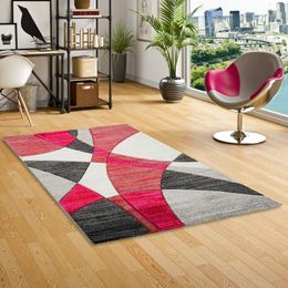 Pergamon Designer Teppich Maui Modern Rot Grau Pink Retro - 80x150 cm