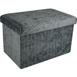 Intirilife - Sitzbank mit Stauraum 49x30x30 cm in Samt Grau - Faltbare Sitzbank und Deckel mit Samtbezug - grey
