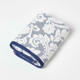 Homescapes Handtuch aus türkischer Baumwolle, Damast-Muster, dunkelblau - Dunkelblau