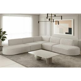 Fun Moebel - Ecksofa Designersofa palma in Stoff Ascot Beige Universal