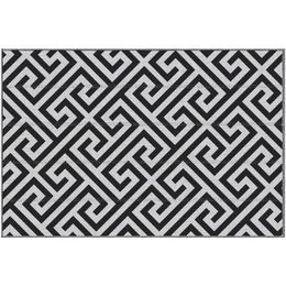 Outsunny - Outdoor-Teppich, beidseitig nutzbar, strapazierfähig, Rand gegen Ausfransen, schwarz+weiß, 121 x 182 cm - Schwarz+Weiß