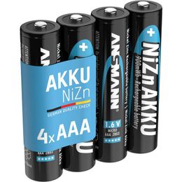 Ansmann - Micro NiZn Akku aaa 1,6V 550mWh, wiederaufladbare Batterien - 4 Stück