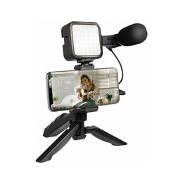 Logilink - Vlogger-Kit AA0157, mit LED-Licht, Mikrofon u. Stativ