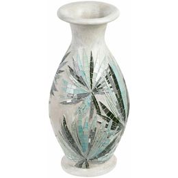 Beliani Dekorative Vase creme Farbe Terrakotta Mosaik natürlicher Stil Wohndekoration für getrocknete Blumen - Weiß