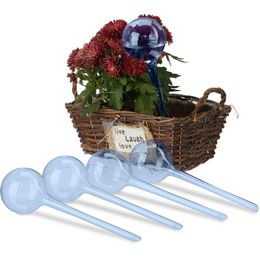 Bewässerungskugeln, 5er Set, Durstkugeln für Pflanzen, je 250 ml, Kunststoff, Gießkugel, HxD: 28 x 8 cm, blau - Relaxdays