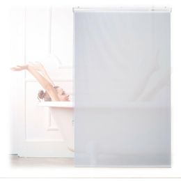 Duschrollo, 100x240 cm, Seilzugrollo für Dusche & Badewanne, Decke & Fenster, Badrollo wasserabweisend, weiß - Relaxdays