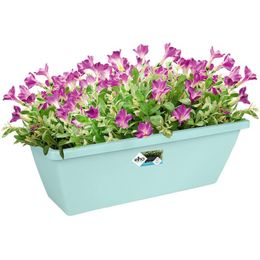 Blumenkasten Barcelona Überlaufrohre Rechteckig Blumentopf Pflanzkasten Balkonkasten Pflanzkübel Kunststoff outdoor mint/8 Liter - Elho