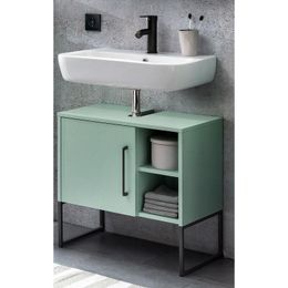 Lomadox Waschtischunterschrank Badezimmer LIMOGES-80 in Mintgrün mit Kufengestell, b/h/t: 60,4/59,5/33 cm - grün